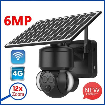 China 6MP Solar Security Camera 4G PTZ Dual Lens 12X Zoom Outdoor IP Camera for sale