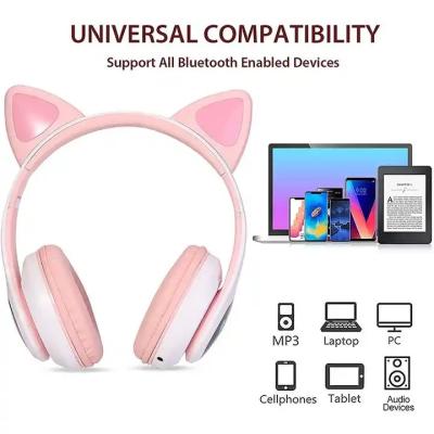 China B39 Cat Ear Wireless Headphone LED Light Gaming Headset for Children Bluetooth 5.0 350mAh for sale