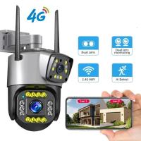 China 4MP 4G Dual Lens Outdoor IP Security Camera 2K HD PTZ Night Vision V380 Pro for sale