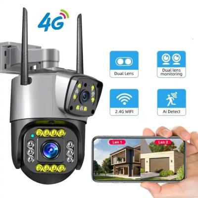 China 4MP 4G Dual Lens Outdoor IP Security Camera 2K HD PTZ Night Vision V380 Pro for sale