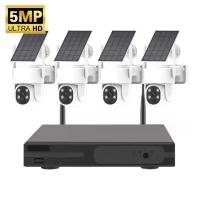 China 4CH Wireless Security Camera System 4MP Solar NVR WiFi PTZ Battery Powered CCTV Kit for sale