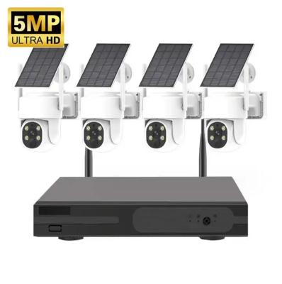 China 4CH Wireless Security Camera System 4MP Solar NVR WiFi PTZ Battery Powered CCTV Kit for sale
