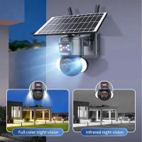 China IP66 12X Zoom Solar Battery Powered Floodlight PTZ Camera 6MP Dual Lens WiFi Security Camera for sale