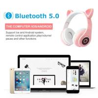 China Bluetooth 5.0 Cat Ear LED Headphones B39 40mm Driver 400mAh Battery Wireless Headset for sale