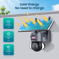 China WiFi IP Network 3MP Red Blue Alarm Light Solar Powered Low Power Camera for sale