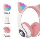 China Wireless Cat Ear Headphones Bluetooth 5.0 with LED Light TF Card 40mm Driver 400mAh Battery for sale
