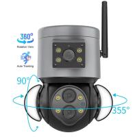 China 10X Zoom Floodlight Camera Wireless Smart Security Camera For Yard/Garden/Crossing Clear 4MP 2K Resolution Camera for sale