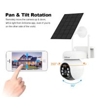 China Solar Outdoor CCTV Camera 4MP 4G Sim Card PTZ Battery Powered IP66 Night Color for sale