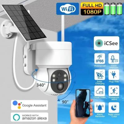 China 4MP WiFi Solar PTZ Camera 5W Panel 2K Wireless Outdoor Security Battery Camera ICSee for sale