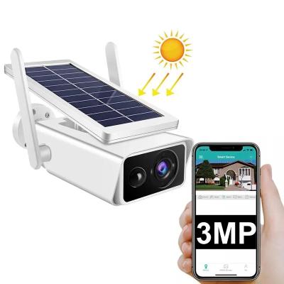 China Solar Security Camera Outdoor 360 Motion Detection WiFi Rechargeable 3MP 1296p IP66 for sale