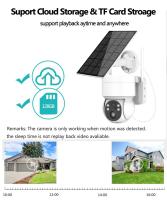 China Solar Battery Powered Outdoor PTZ Security Camera 2MP 1080p WiFi with 5W Panel for sale