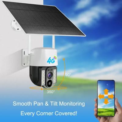 China 4G Solar CCTV Camera Wireless Outdoor 1080P PTZ with 8000mAh Battery and 5W Solar Panel for sale