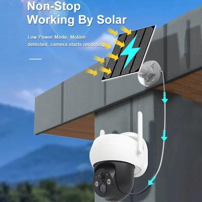 China Solar IP Camera WiFi Outdoor 9000mAh Battery AI PIR 3MP PTZ Wireless Security Camera for sale