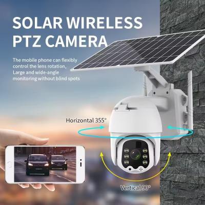 China 4G Solar Powered PTZ Camera 2MP 1080P Outdoor IP65 Night Vision PIR CCTV with 14400mAh Battery for sale