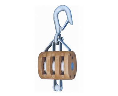 China JTWP-A3 Regular Wood Pulley Triple Wheel with Hook 3 Inch 1200 lbs SWL for sale