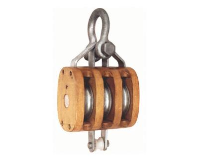 China JTWP-B3 Regular Wood Pulley Triple Wheel with Shackle 3 to 12 Inch 1200 to 10000 lbs for sale