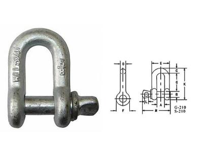 China Heavy Duty Round Pin Anchor Chain Shackle 1-2 Inch Hot Dip Galvanized Carbon Steel for sale