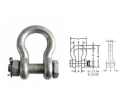 China Industrial Bolt Type Hoist Accessories Chain Anchor Shackle 3/16 to 4 Inch WLL 1/3 to 150 Ton for sale