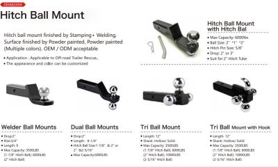 China ODM OEM Powder Coated Trailer Hitch Ball Mount 2 inch Receiver 5000 lb Capacity for sale