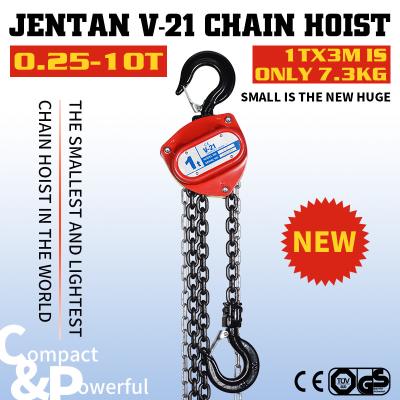China JTV21 Series Mini Manual Chain Hoist 250kg-10t Capacity 3m Lift 7.3kg Lightweight Design for sale