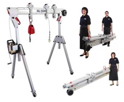 China Portable Aluminum Alloy Mobile Gantry Crane with Adjustable Height & Span for Industrial Material Handling for sale