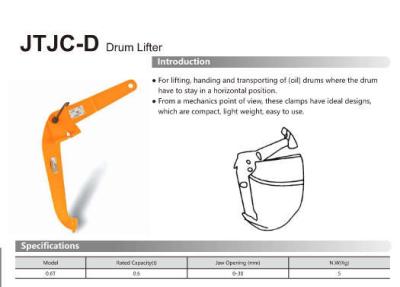 China JTJC-D Jerrican Clamp 0.6T Capacity Mechanical Lifting Device for Horizontal Oil Drum Handling for sale