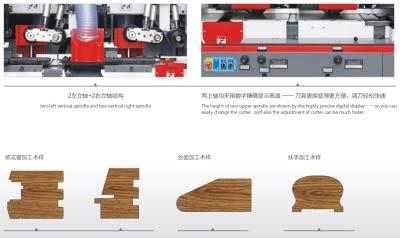China Industrial 4 Sided Wood Moulder Planer VH-M823L 230mm Width 6-36m/min Feed Speed for sale