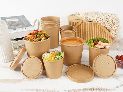 China Food Grade Kraft Biodegradable Soup Cups Disposable 16oz for sale