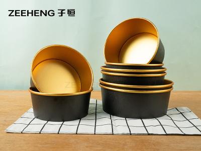China Black Gold Foil Paper Food Bowls Multi-Purpose And Disposable for sale
