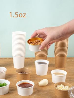 China 2oz Eco Friendly Biodegradable Kraft Sauce Cups With Lids for sale