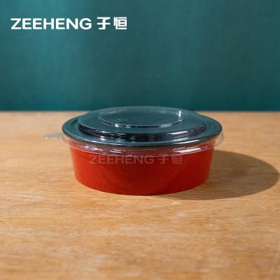China Black / Red Disposable Paper Bowls With Lids Perfect for Hot and Cold Foods for sale