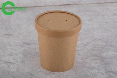 China Food Grade Kraft Paper Cups 16 Oz Double PE Coating Thick Top Edge For Salad for sale