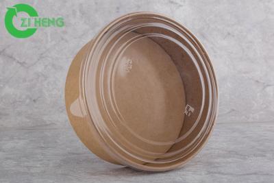China Take Away Disposable Round Kraft Paper Soup Bowl 500ml To Go Container With Clear Lid for sale