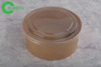 China Hot Soup Restaurant Paper Salad Bowl 1300ml Container With Plastic Lid for sale