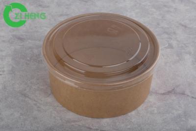 China Hot Soup Restaurant Paper Salad Bowl 1300ml Container With Plastic Lid for sale