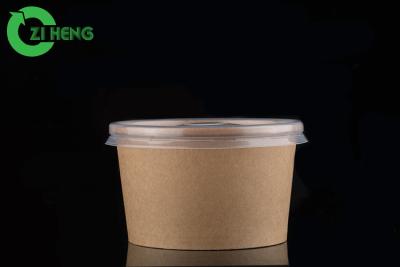 China Food Grade Wide Formed Rim Brown Custom Logo Printed Kraft Paper Soup Bowl 8oz for sale