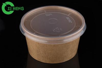 China Food Use Kraft Paper Biodegradable Bowl 16oz With PP Lid For Salad Soup for sale