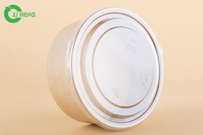 China 25 OZ Brown Kraft Paper Food Bowls With Lids Fresh Salad / Pasta / Noodles for sale