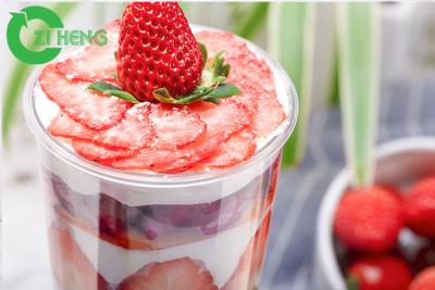 China 1000ml Crystal Clear Plastic Cups With Dome Lids For Smoothies / Sliced ​​Fruit for sale