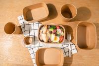 China Zeeheng Recyclable Rectangle Paper Bowl made from PE coated kraft paper suitable for food delivery take away and food service for sale