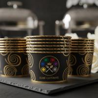 China Leakproof Black Gold Foil Coating Disposable Paper Bowl with Up To 6 Colors Logo Printing for Catering Events for sale