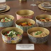 China 6 Colors Print Gold Paper Bowl with Food Grade Material and Leakproof Design for Catering and Events for sale