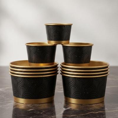 China Gold Paper Bowl with Black Gold Foil Coating Leakproof Design and 1oz To 50oz Capacity for Food Pack for sale