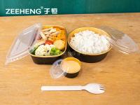 China Leakproof Black Gold Paper Bowl With Lids 500ml 750ml 1000ml 1300ml for sale