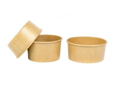 China Hot & Cold Round Kraft Paper Bowls Custom Water Based Ink Flexo Printing for sale