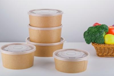 China Custom Disposable Recyclable Paper Lunch Bowls With Lid For Hotel / Household for sale