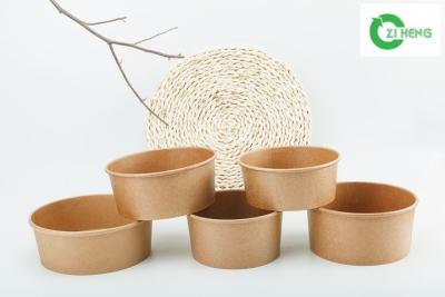 China 165mm Diameter 1300ml Kraft Paper Bowls With Double PE Coating And Lids for sale