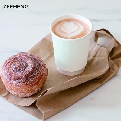 China Custom Printing White Double Wall Disposable Cups For Hot Drinks Eco - Friendly for sale