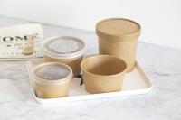 China Disposable printed food grade bamboo paper salad bowl for takeaway for sale