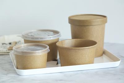 China PE Coated Bamboo Fiber Microwaveable Paper Salad Bowl With PP Lids for sale